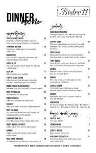 Dinner Menu – Bistro 11