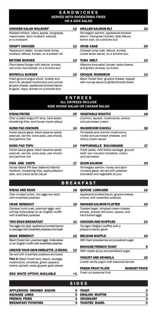 Brunch Menu – Bistro 11