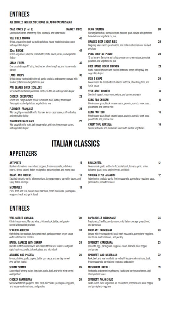 Dinner Menu – Bistro 11